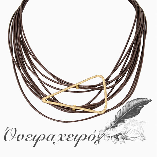 Εντυπωσιακό σφυρήλατο κολιέ από ορείχαλκο με καφέ κορδόνια – Όνειρα ...